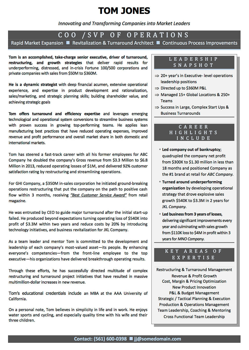 Resume Examples | CV Sample | Resume Templates | CXO Resumes